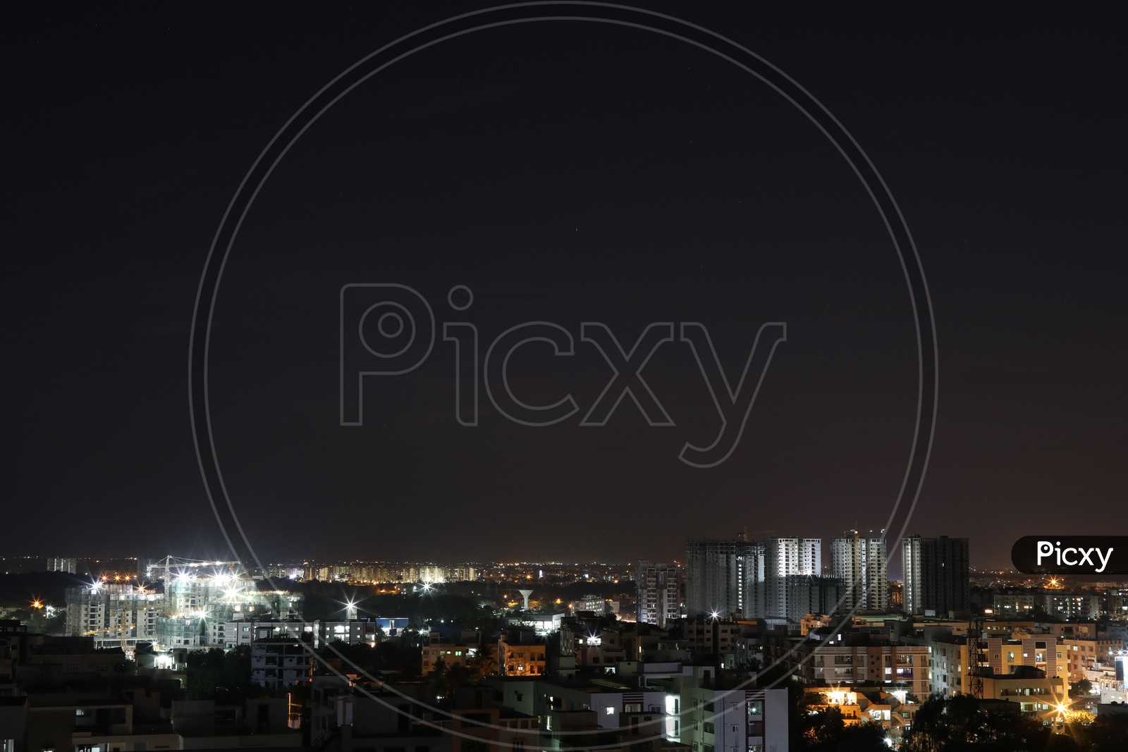 Image of Night Scape Of Hyderabad With High Rise Buildings-XU557250-Picxy