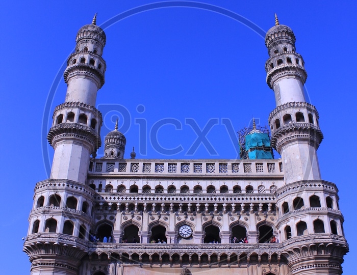 Image of Majestic Charminar View With Autos And Visitors With Blue Hour ...