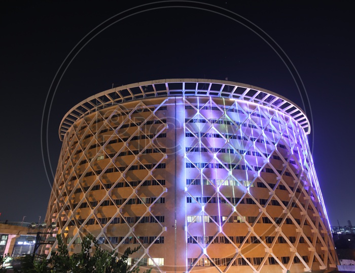 Image of Cyber Towers At Hi-Tech City With Dark Night Sky Background ...