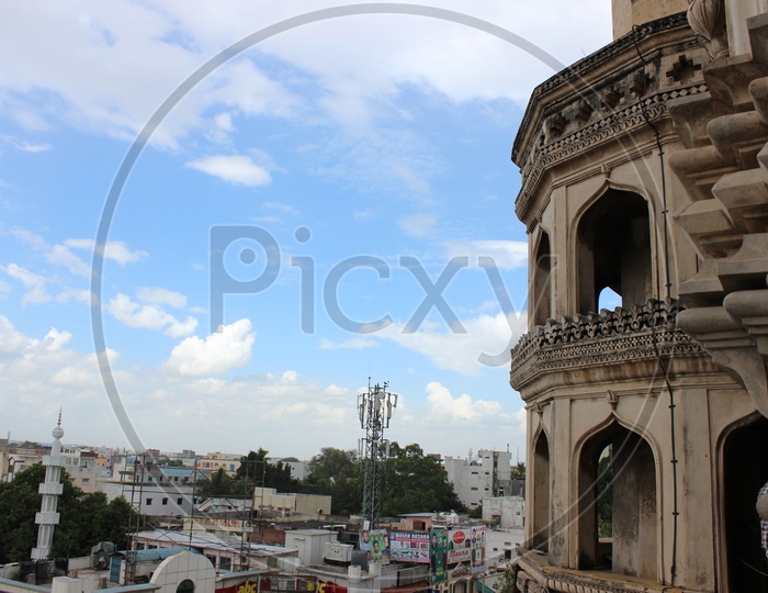 Image of Aerial View Of Scpae With Buildings From Charminar Top ...