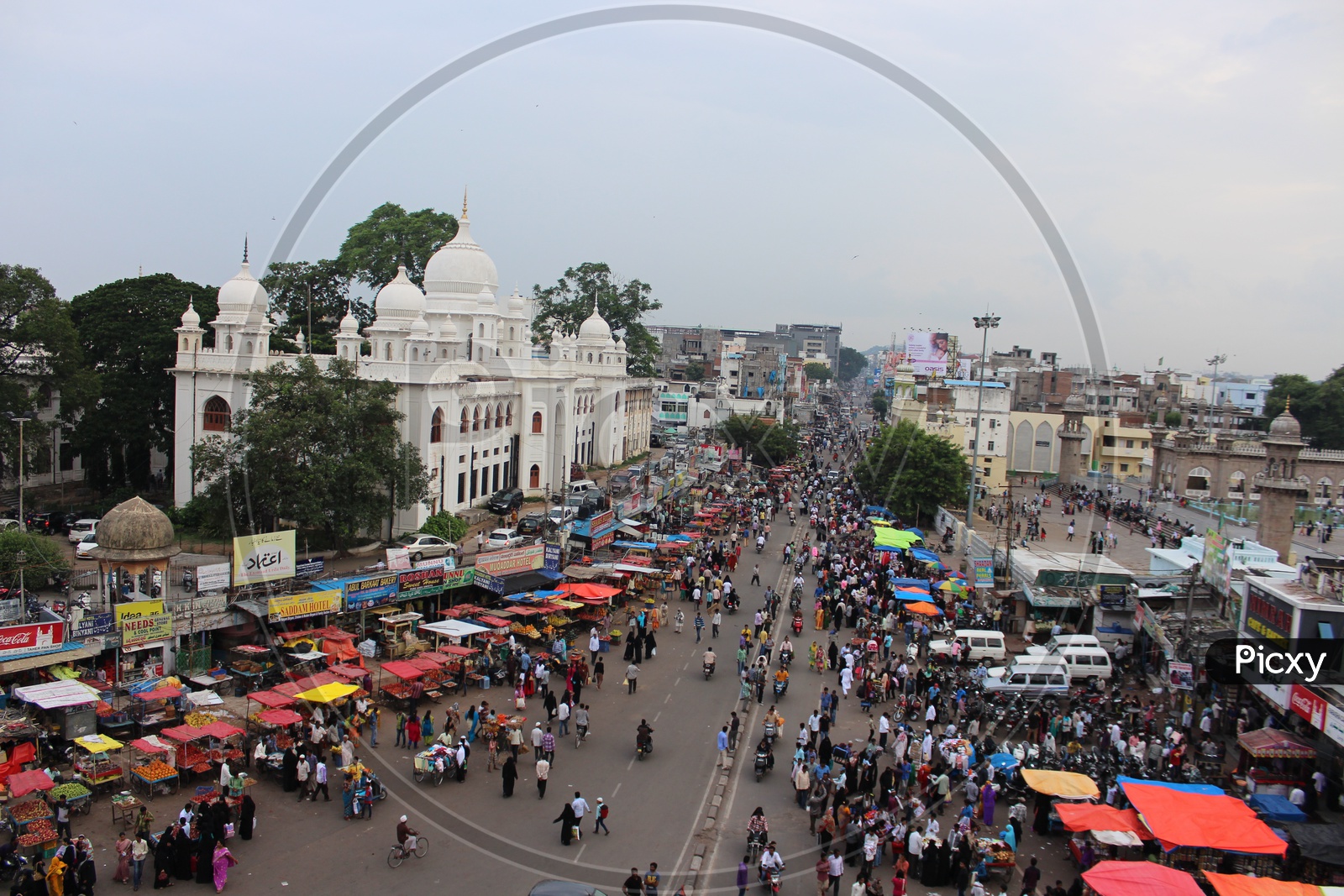 Image of Aerial View Of Streets Around Charminar With Visitors And ...