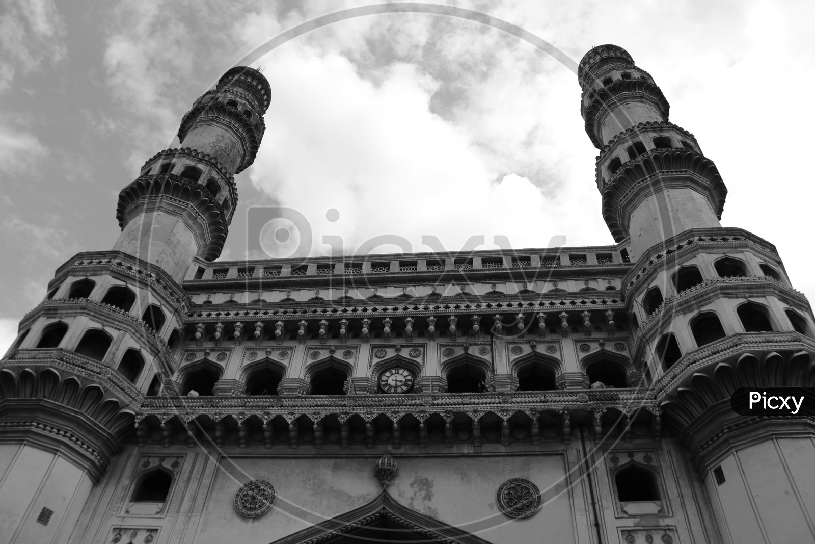 Image of Architecture Of Charminar With Designs And Sky As Background ...
