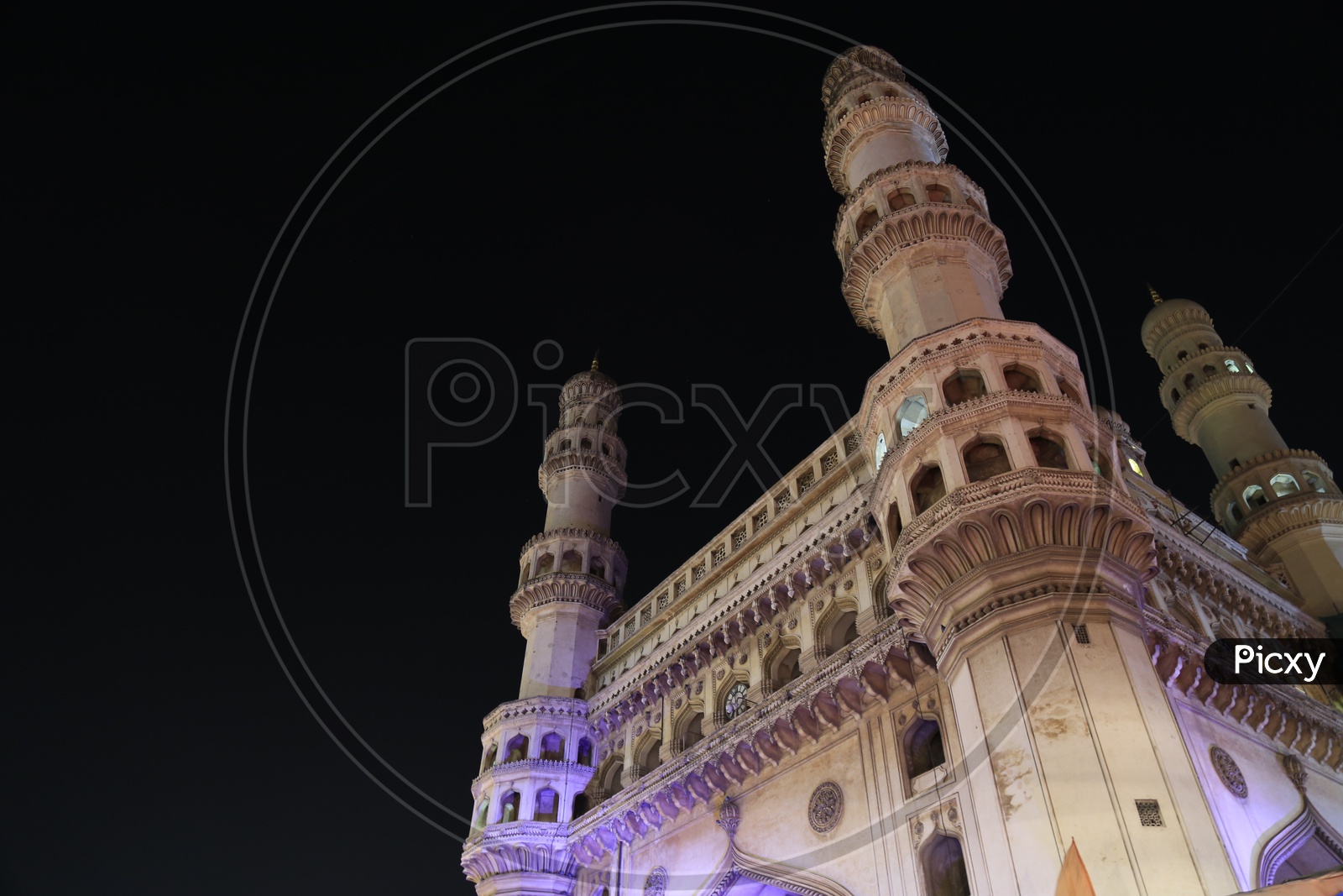Image of Charminar View With Pillars over Dark Night Sky Background ...