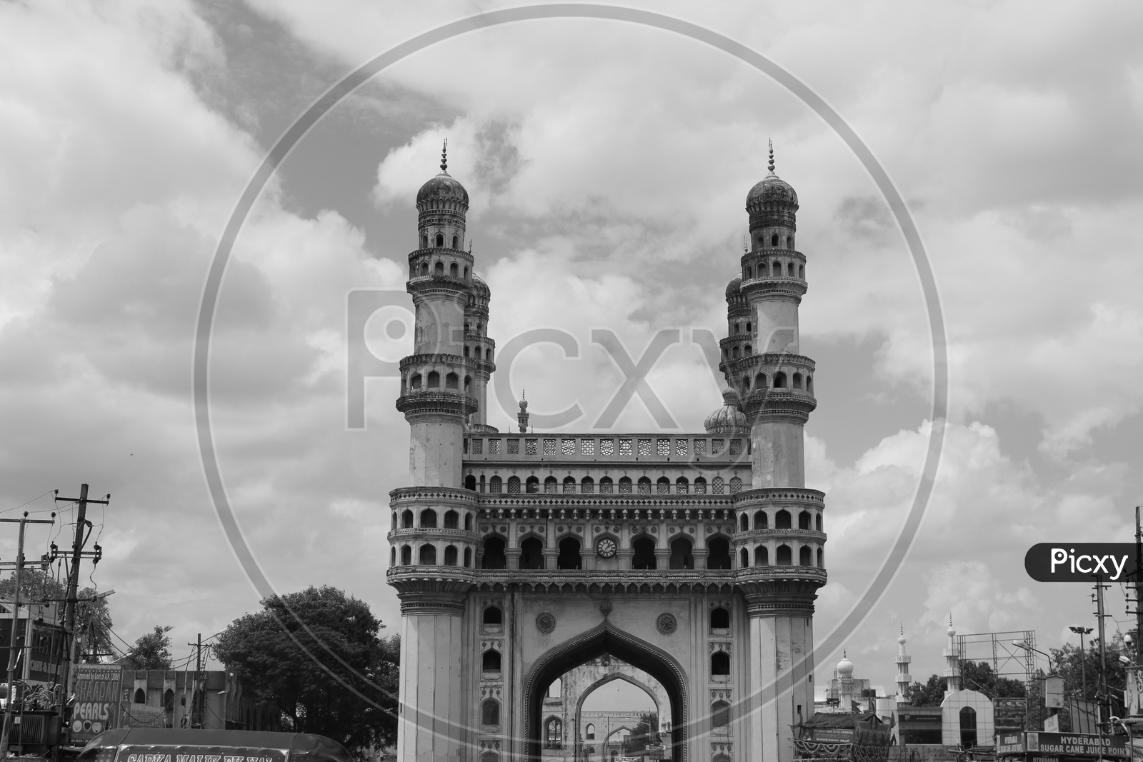 Image of Monochrome Image of Majestic Charminar With Pillars ...