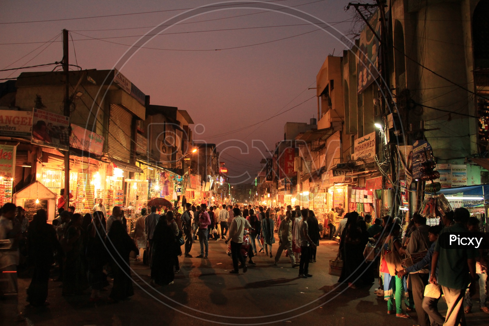 Image of Busy Ghansi Bazaar Street With Visitors Shopping In Bangle ...