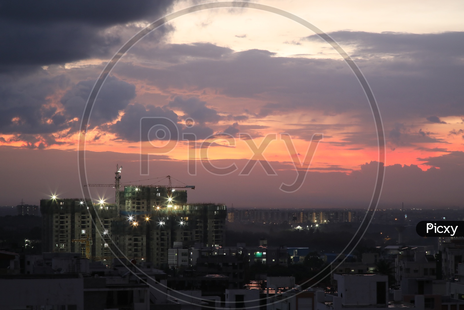 Image of Night Scpae Of Hyderabad City With High Rise Buildings ...