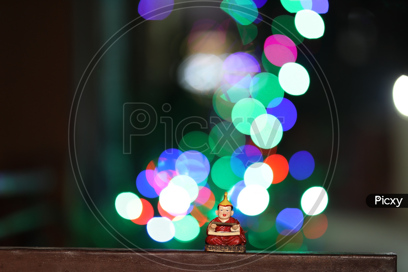 Image of Buddhist Monk Miniature Toys With Bokeh Lights Background ...