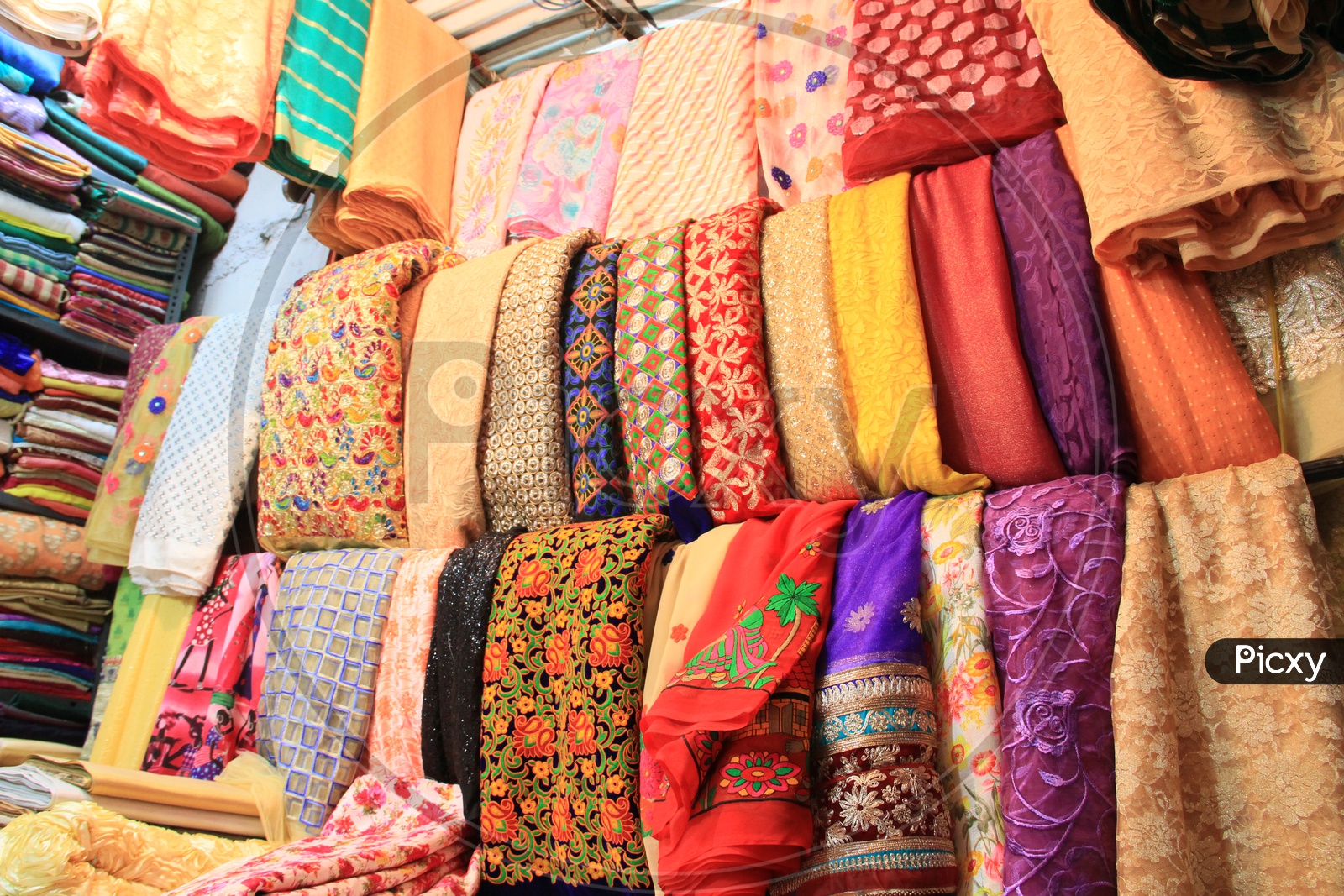 Image of Designer Saree Stores Around Charminar With Sarees In Display ...