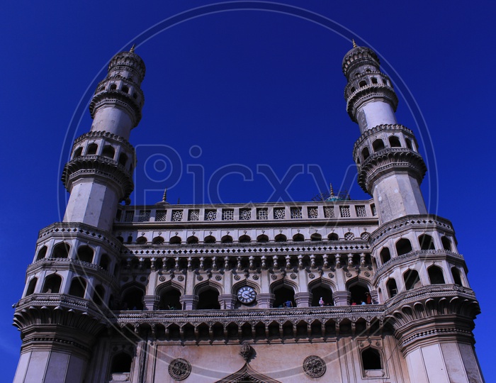 Image of Charminar Architectural View With Cotton Clouds in Blue Sky As ...