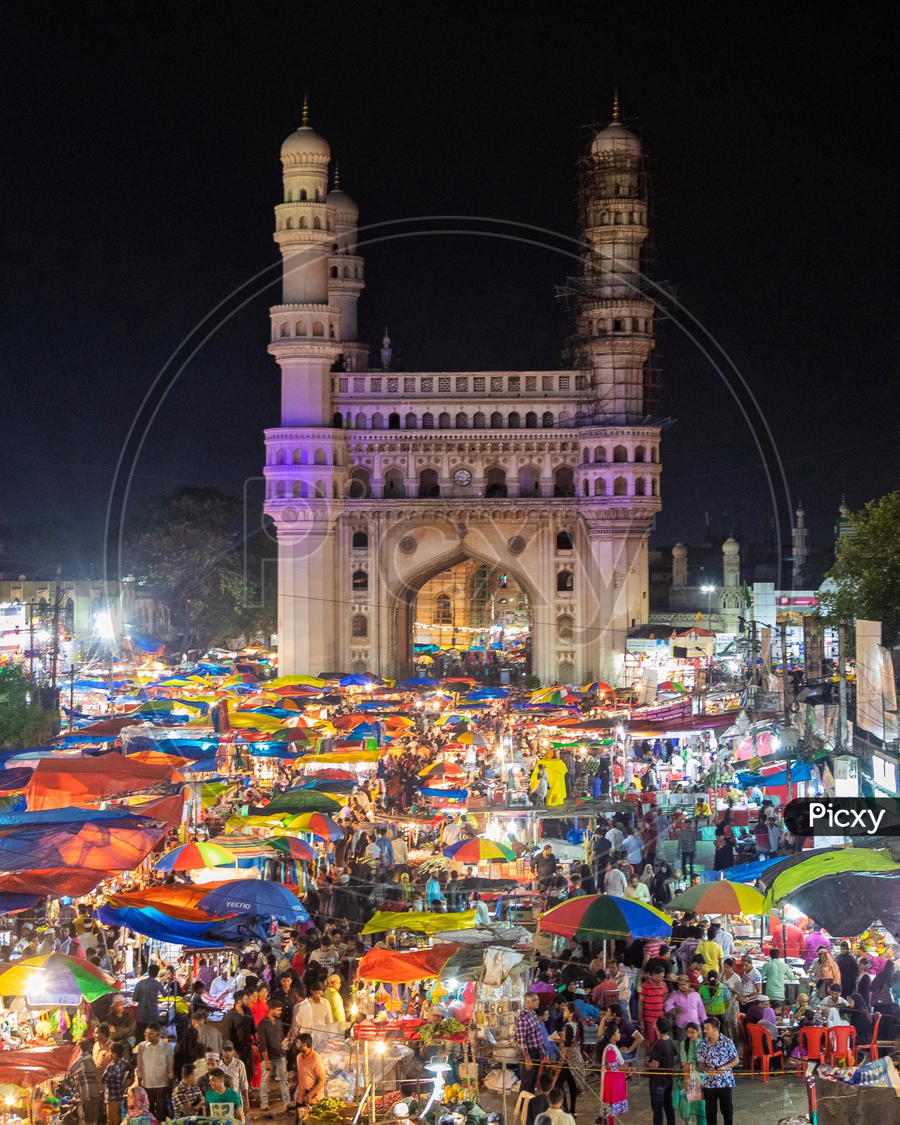 Image of Charminar Aerial View With Vendor Stalls Around Charminar ...