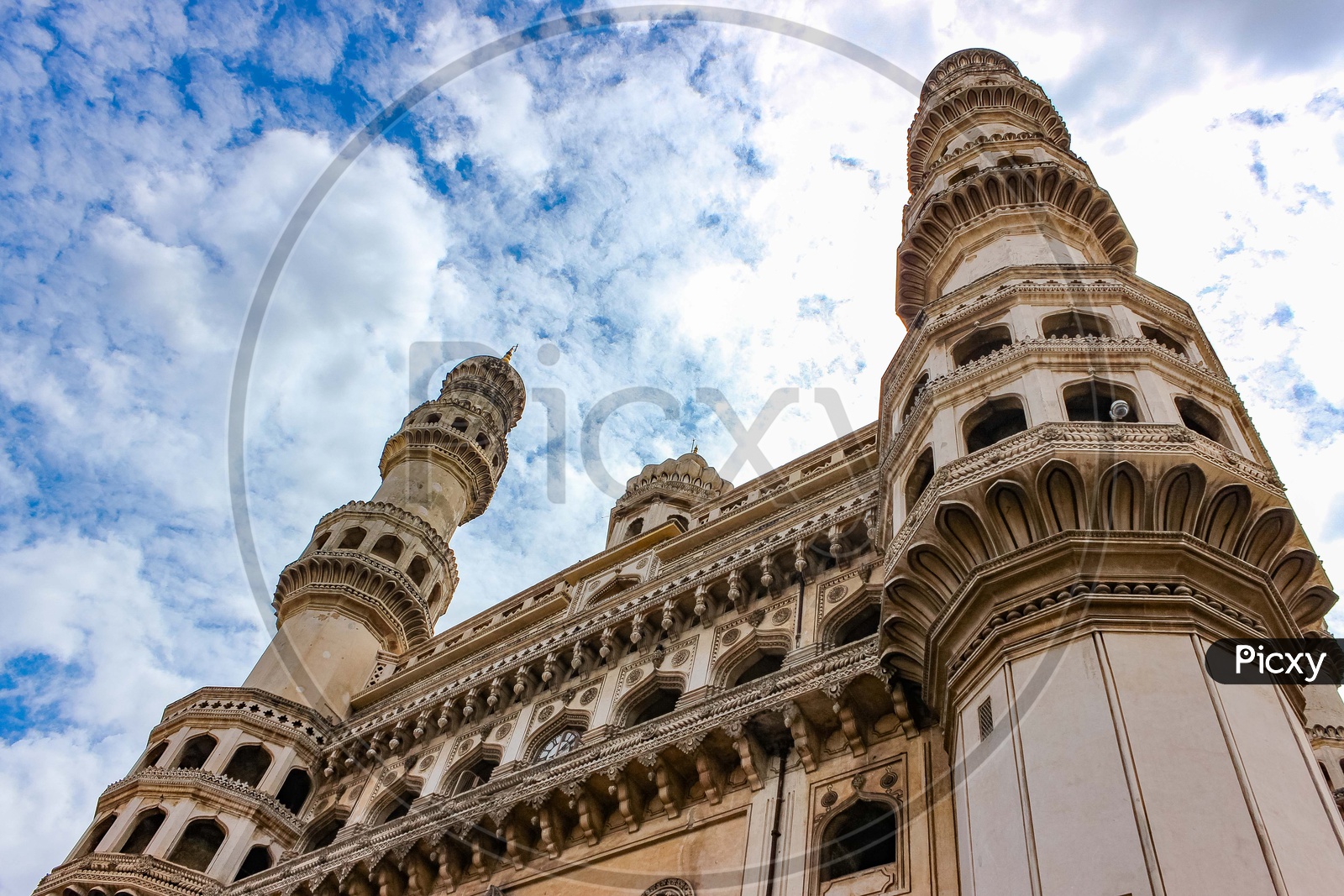 Image of Charminar Architectural View With Cotton Clouds in Blue Sky As ...