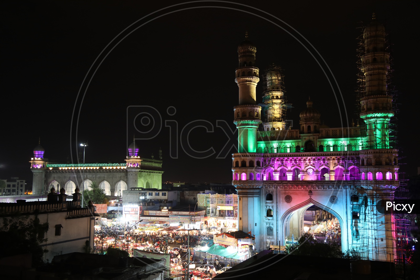 Image of Majestic Charminar View With Colourful Lights During Ramzan ...