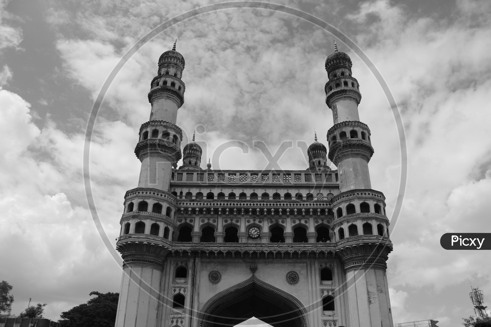 Image of Monochrome Image of Majestic Charminar With Pillars ...