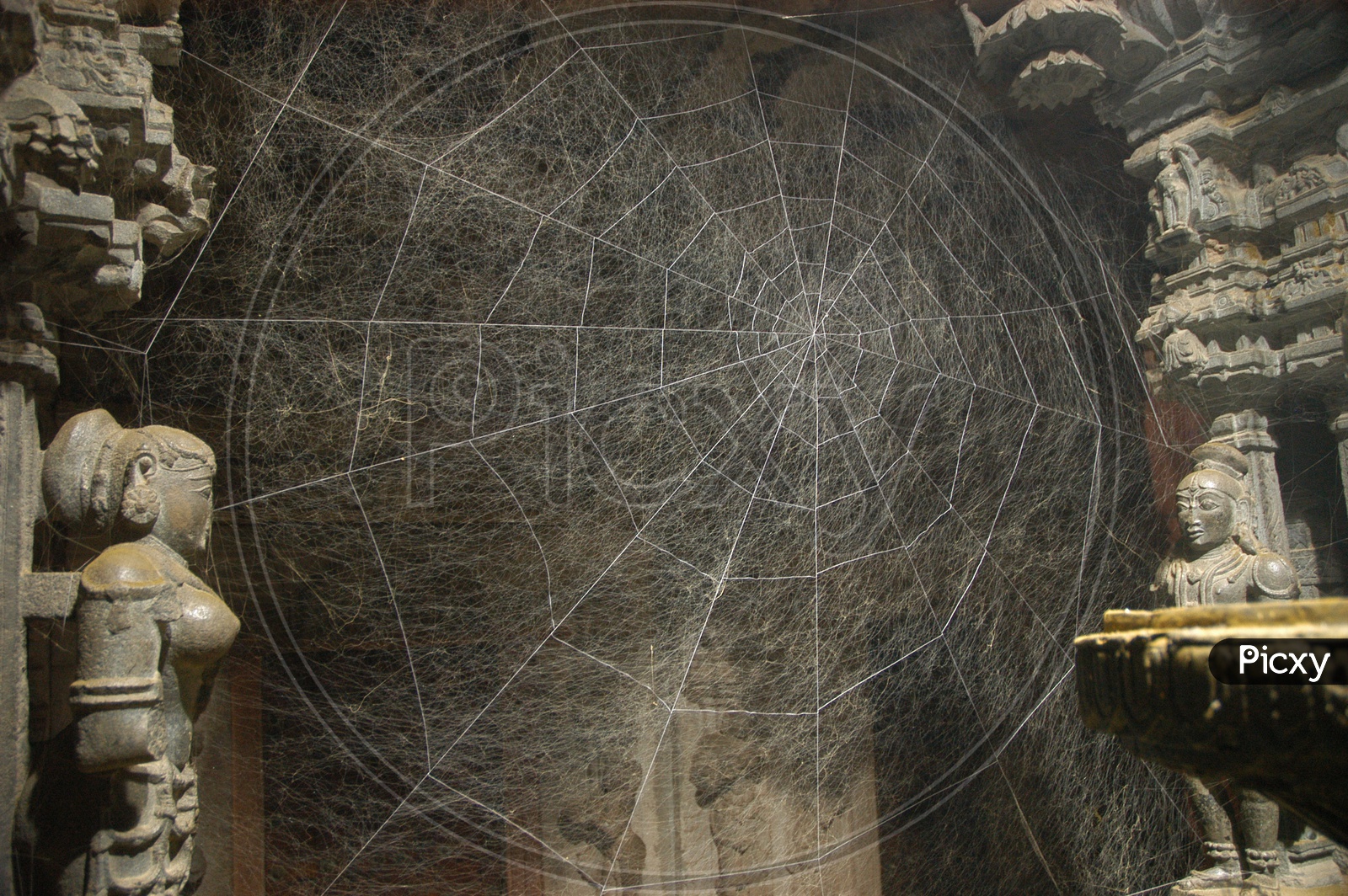 Image of Powdery or Spider Cob Web In an Ancient Hindu Temple-ZM647526 ...