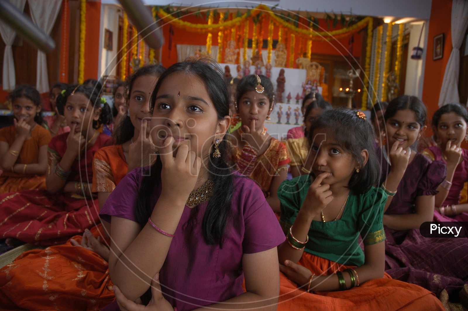 Image of Group of Cute Girls with an Expression Face in a Musical Class ...