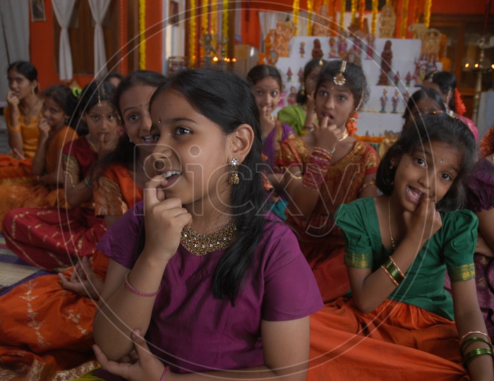 Image of Group of Cute Girls with an Expression Face in a Musical Class ...