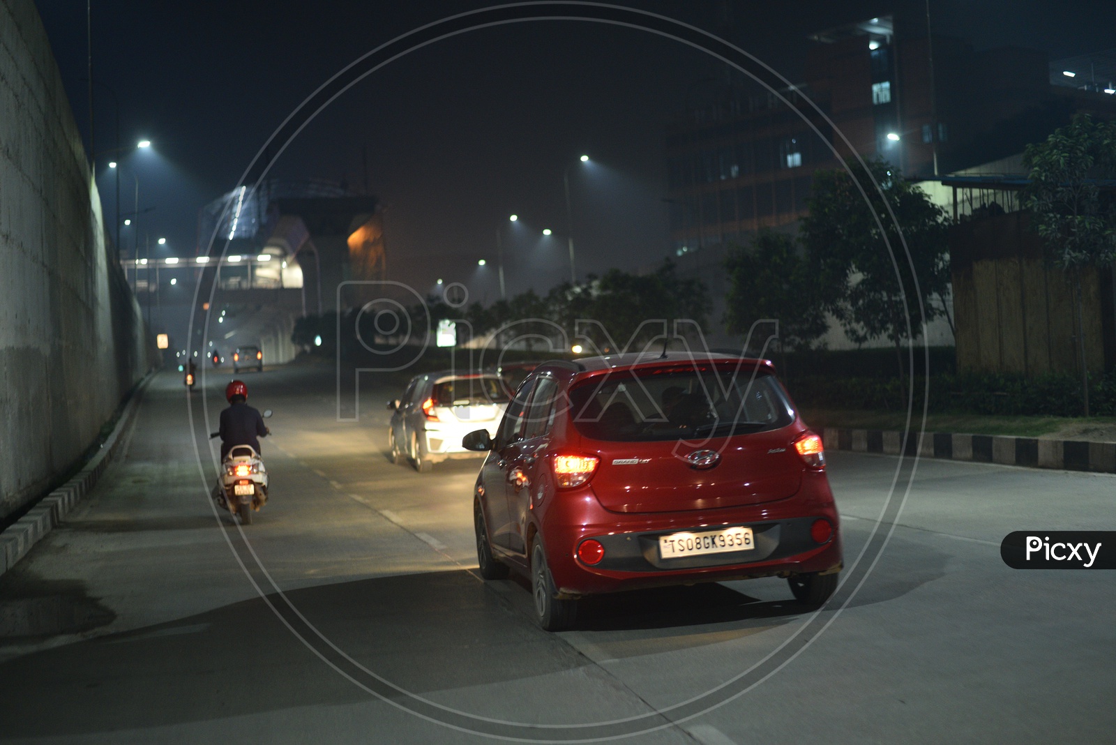 Image of Commuting Vehicles on Fly Over bridge On Diwali Night-LW417733 ...