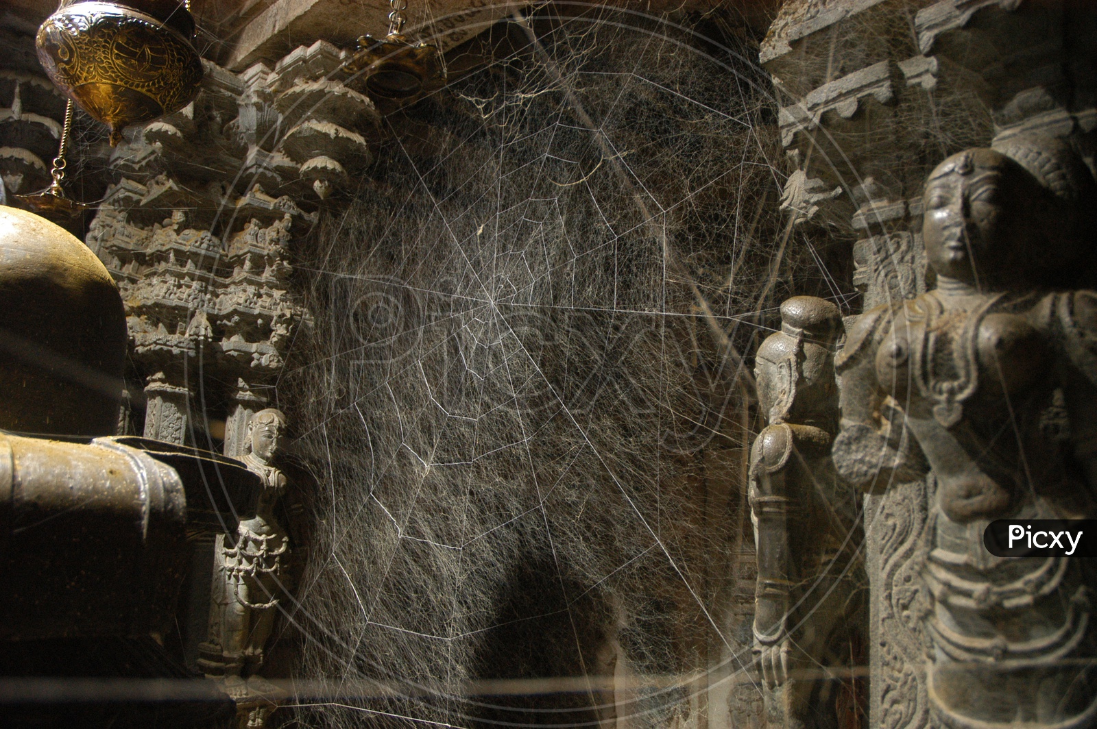 Image of Powdery or Spider Cob Web In an Ancient Hindu Temple-DR661179 ...