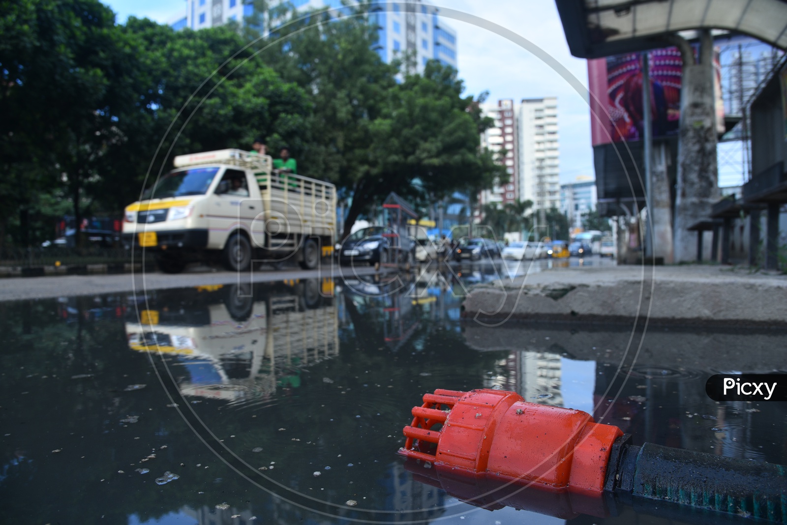 Image of Stagnated Or Overflowing Drainage Or Sewage water Pumping ...