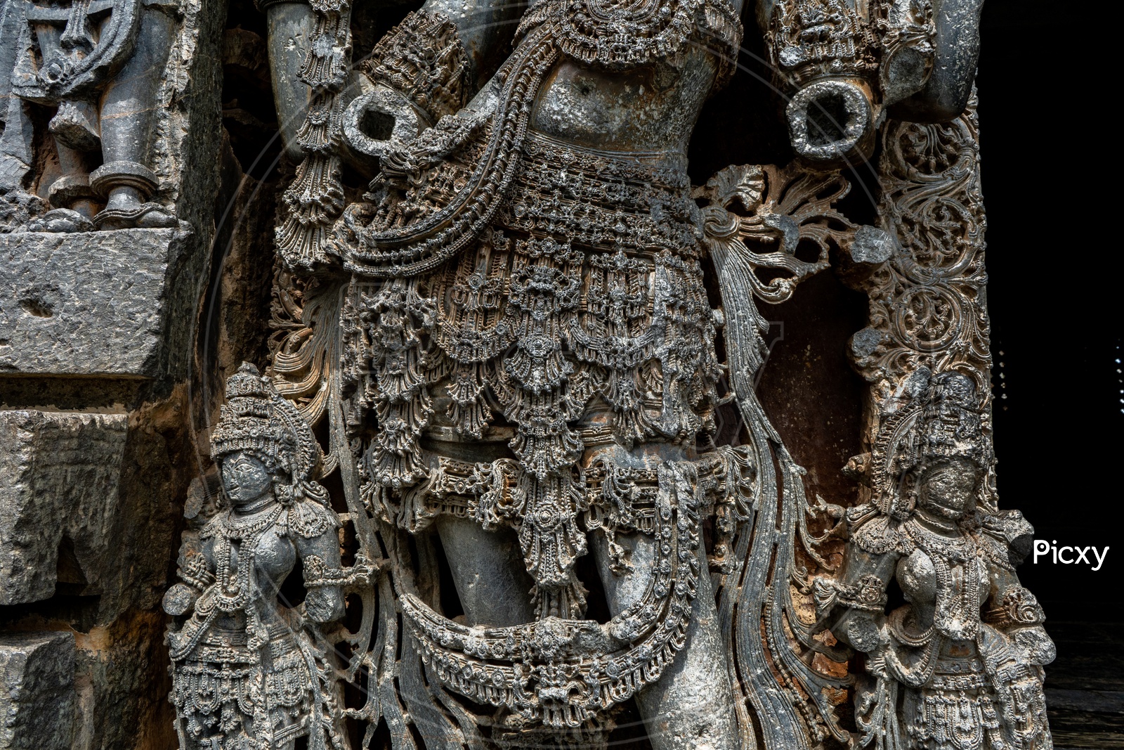 Image of Architecture Of Ancient Hindu Temple With Stone Crafted Wall ...