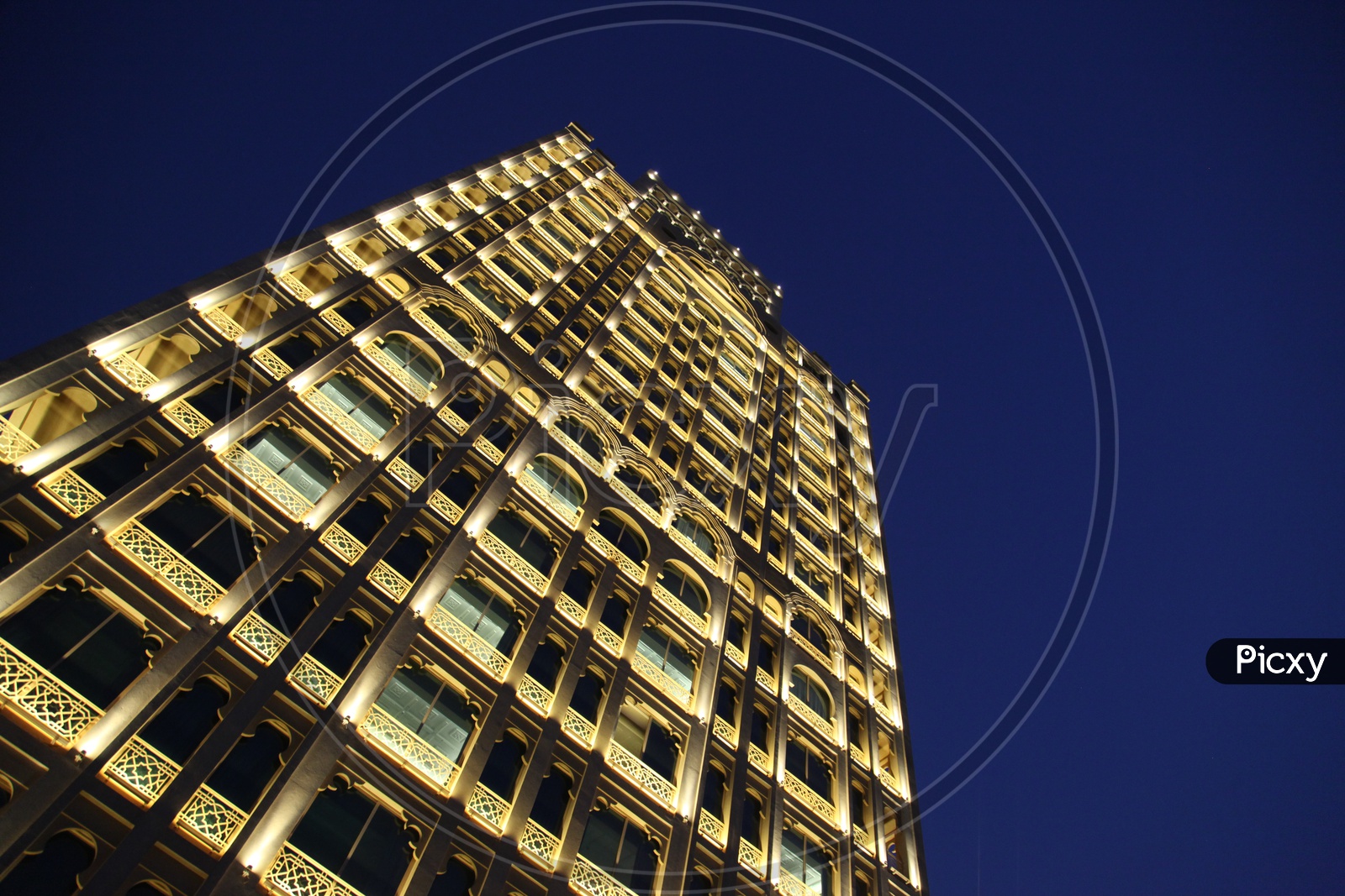 Image of High Rise Buildings With Luminous Lights In Night Time ...