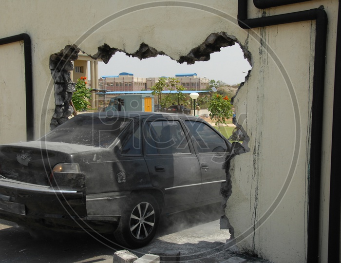 Image of Wall Breaking With a Car or Car Rammed into a Wall-HS111792-Picxy