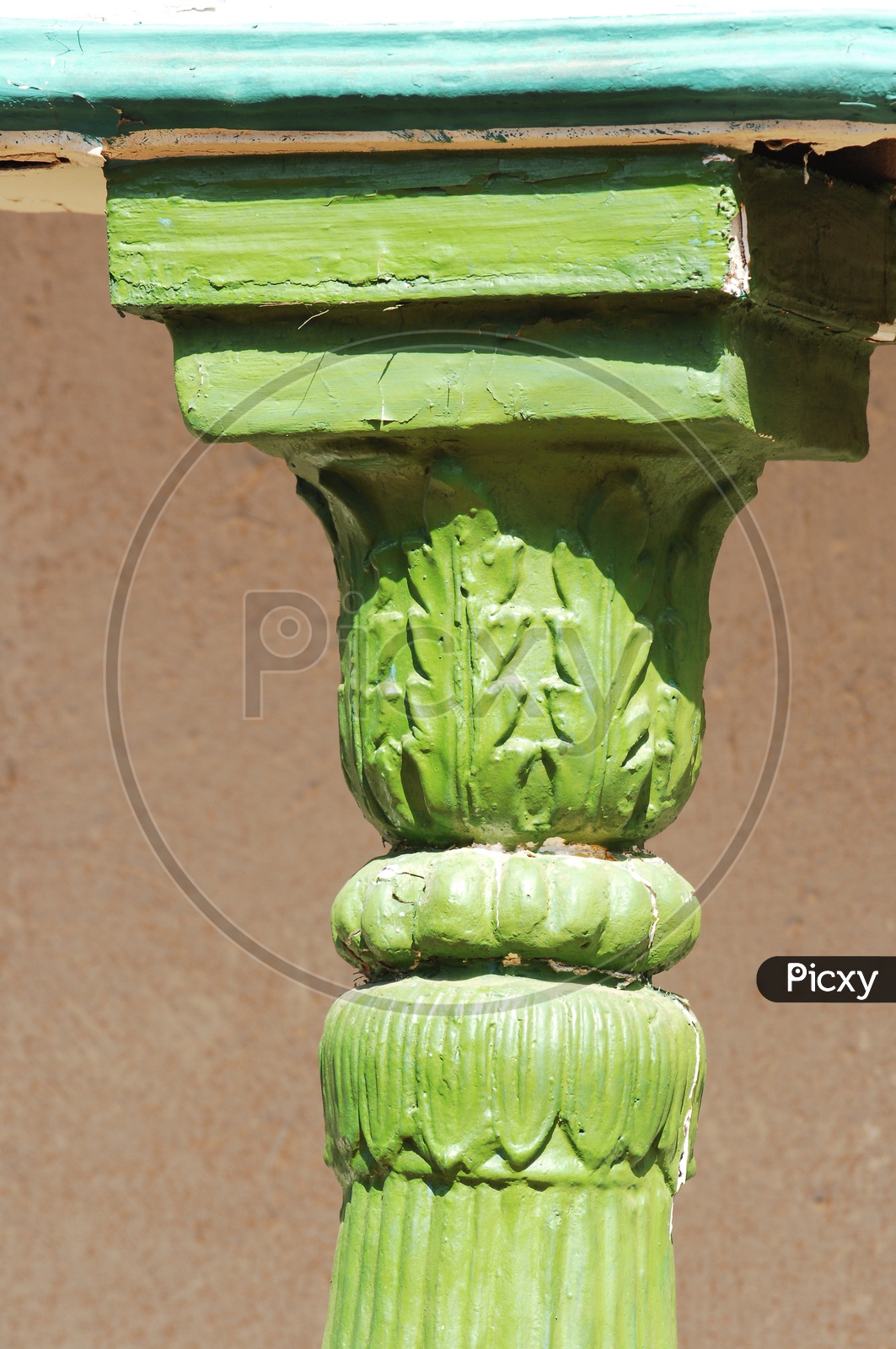 Image of Close up of a green colored Pillar of a house-RI171197-Picxy