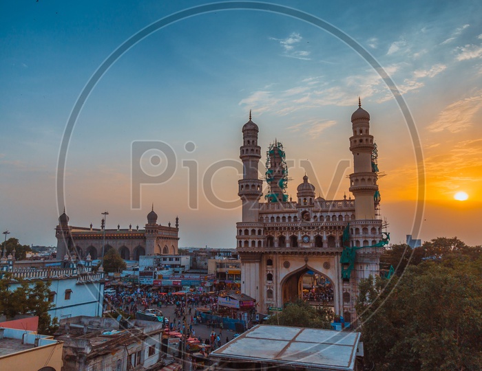 Image of Landscape of Sunrise by the Charminar-XJ604853-Picxy