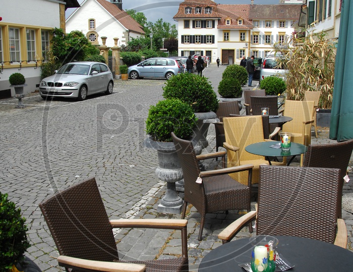 Image of Street Side Restaurant Tables And Chairs-MT773136-Picxy