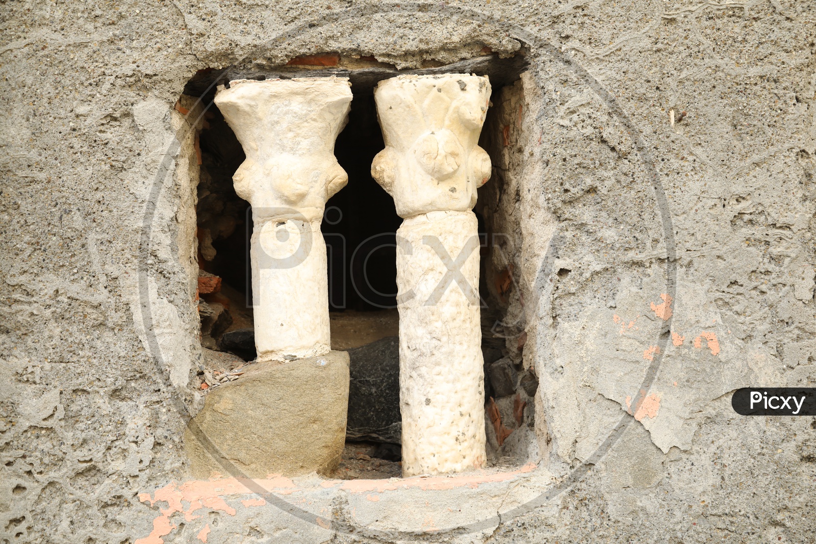 Image of Small pillars on the window of a building-RB325926-Picxy