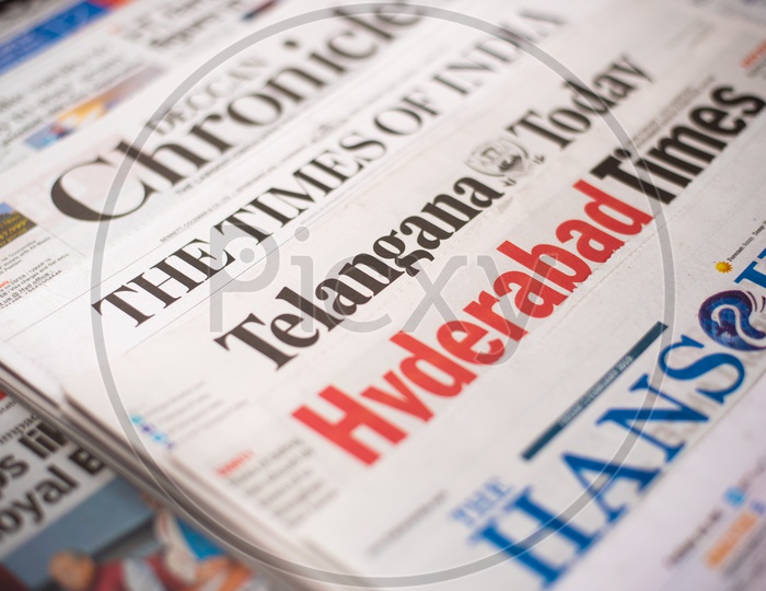 Image of Indian English Daily NewsPapers Names Headers Closeup Shot ...
