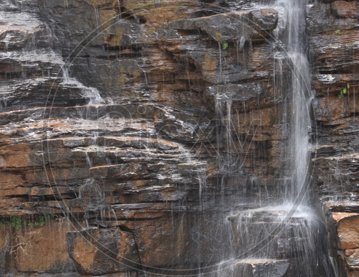 Image of Water falling From the Rocks With patterns and Texture of Rock ...