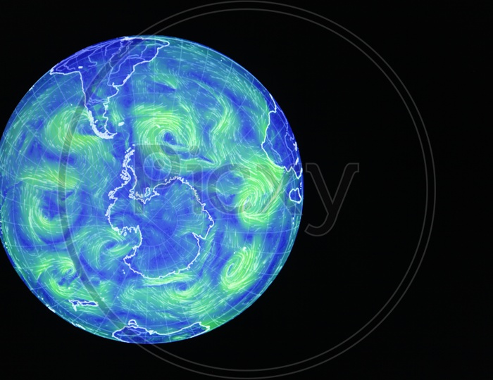 Image of A Graphical weather representation Of Earth Globe With Blue ...