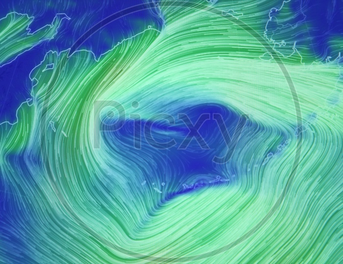 Image of A Graphical weather representation Of Earth Globe With Blue ...
