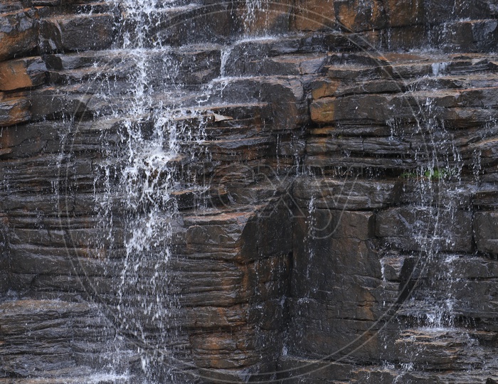 Image of Water falling From the Rocks With patterns and Texture of Rock ...