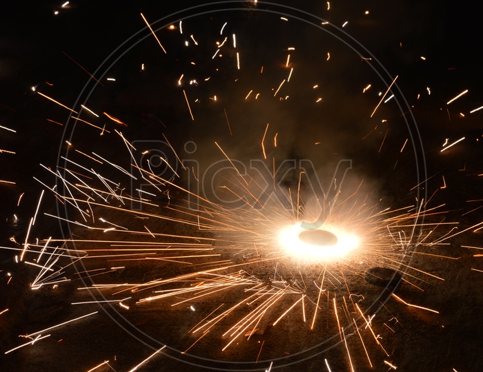 Image of Diwali Crackers Ground Chakkars on The Streets Of India On a ...
