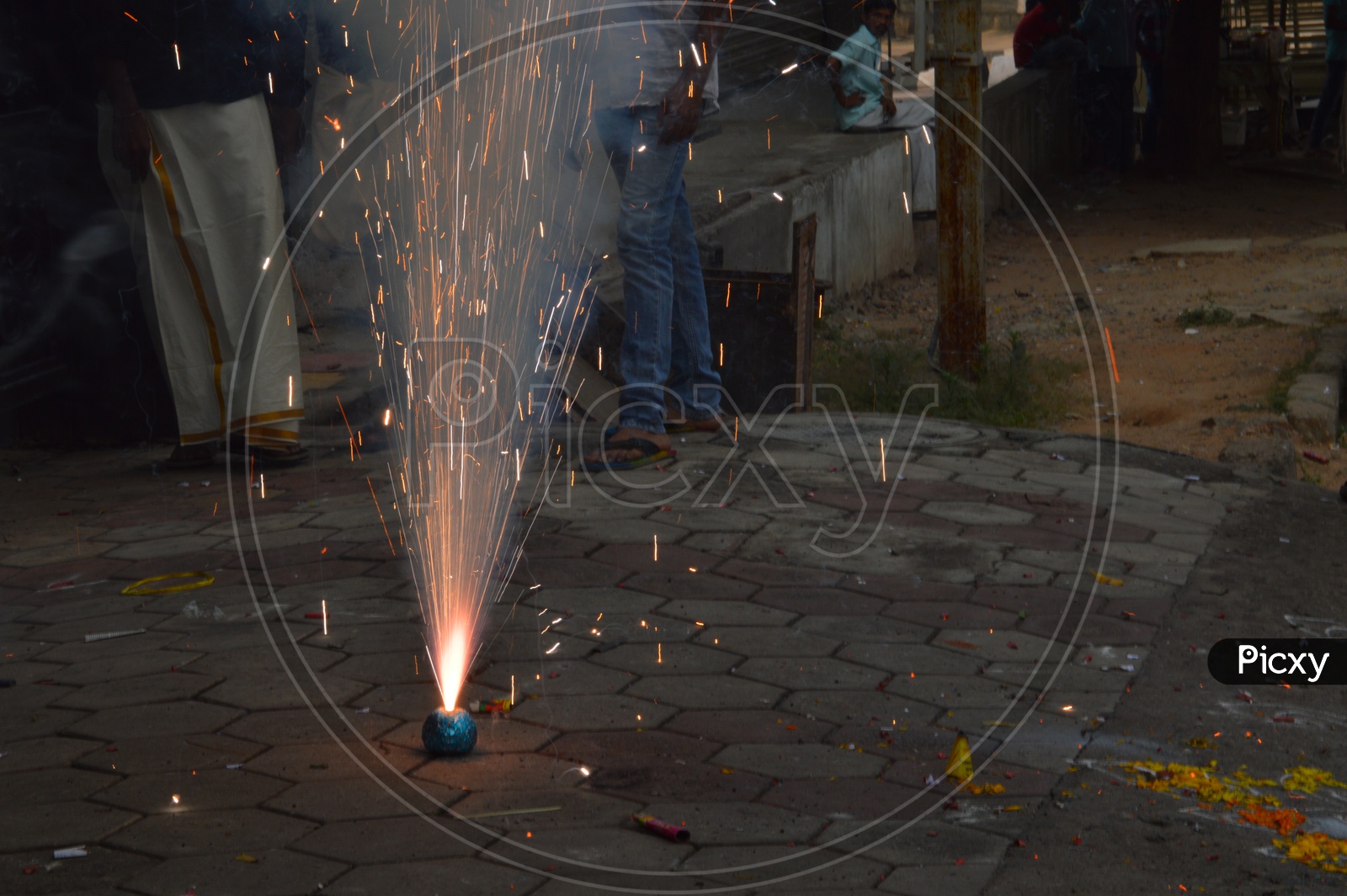 Image of Indians Celebrating Diwali By Firing Crackers on Streets on a ...