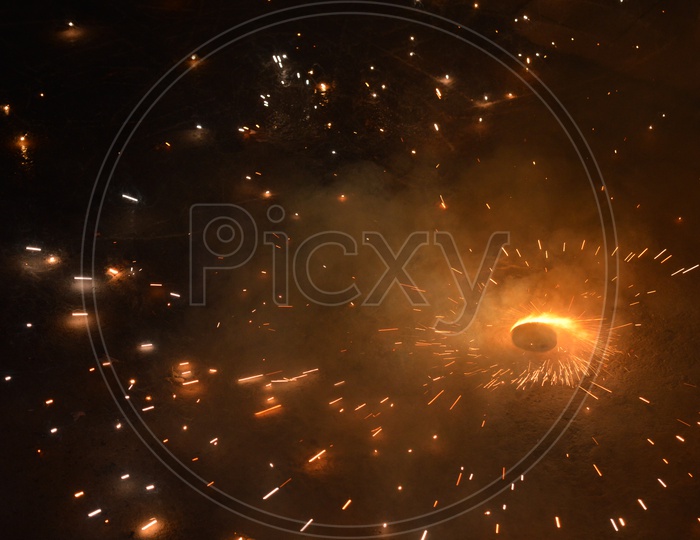 Image of Indians Celebrating Diwali By Firing Crackers on Streets on a ...