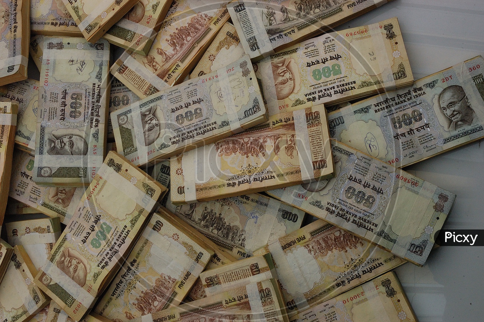 Image of Indian Old Currency Notes Bundles Closeup Shot-YD048293-Picxy