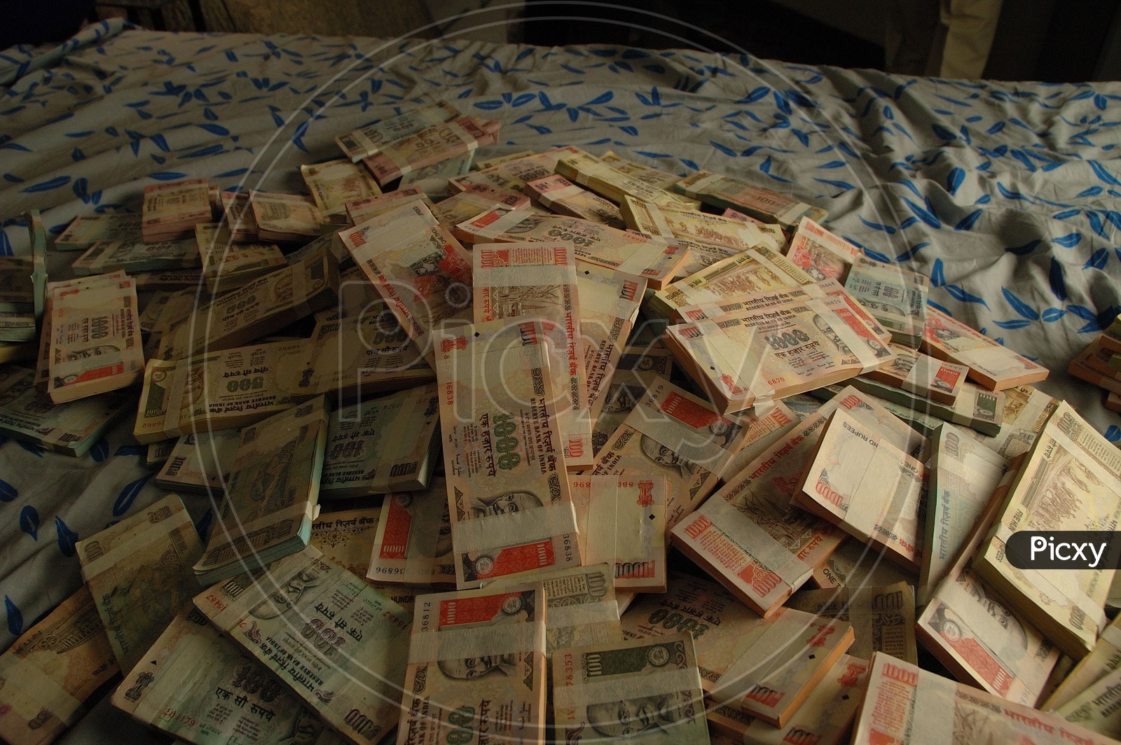 Image of Indian Old Currency bundles Closeup Shot-ZG913769-Picxy