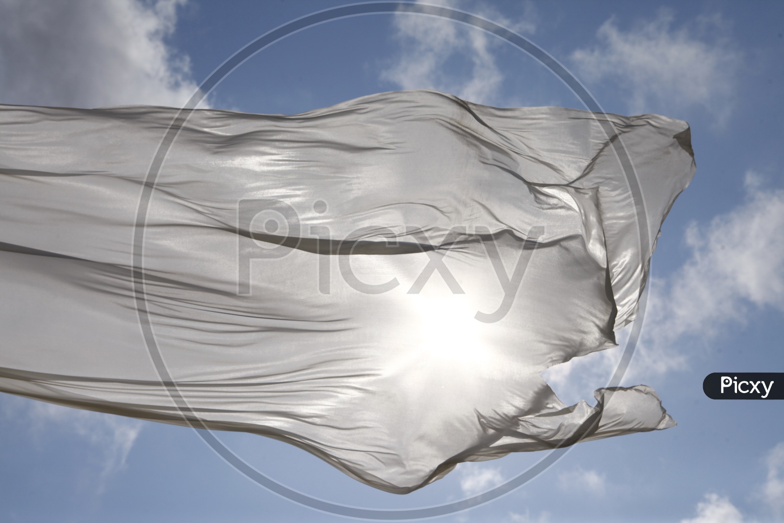 Image of White Silk Cloth Flying or Waving In Sky With Clouds and Sky ...