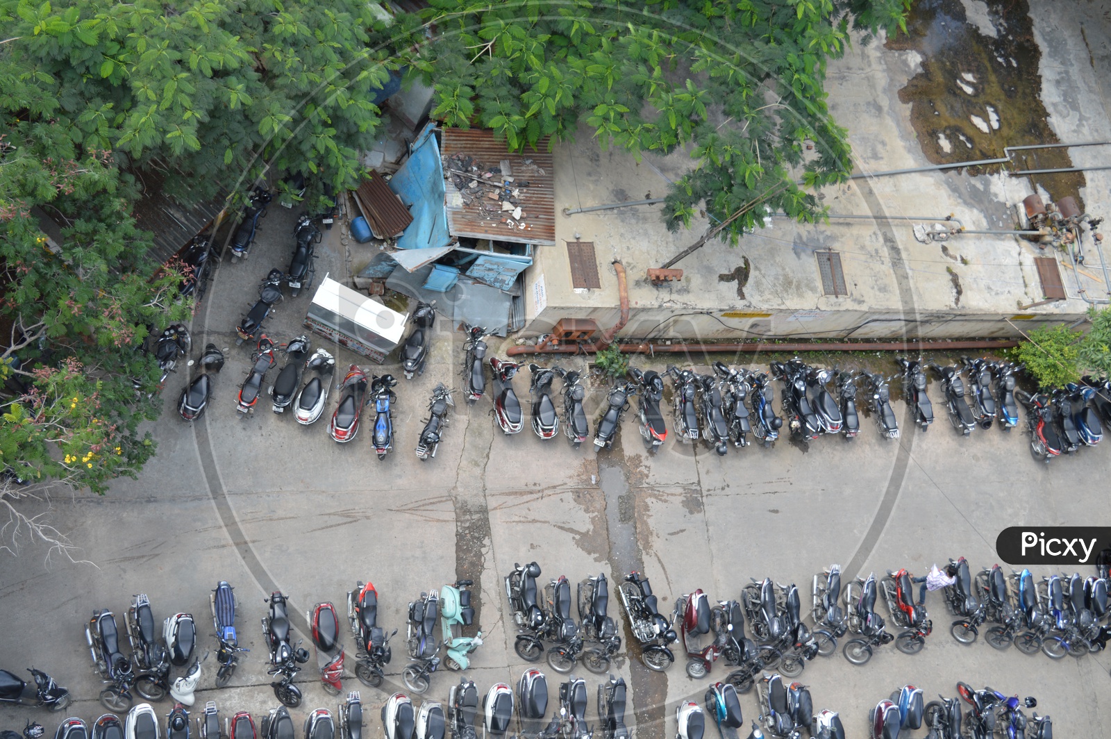 Image of Top view of a two wheeler parking area-WE140686-Picxy
