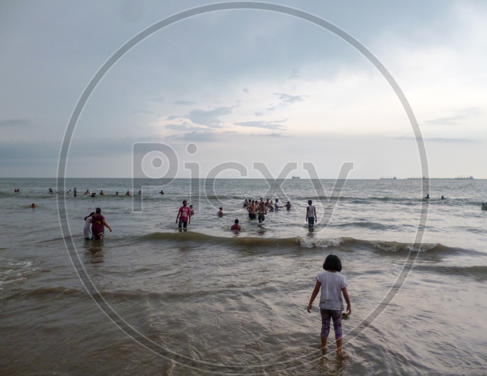 Image of Visitors or Locals Chilling on the Kakinada Beach-HF943255-Picxy