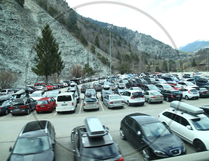 Image of Cars parked at Swiss alps-FD225729-Picxy