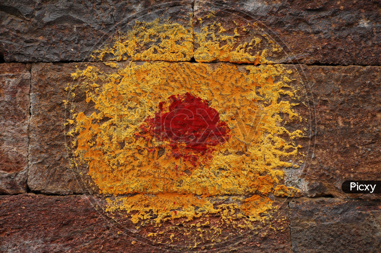 Image of Pasupu Kumkum Patched On Walls By Hindu Devotees-BT477234-Picxy