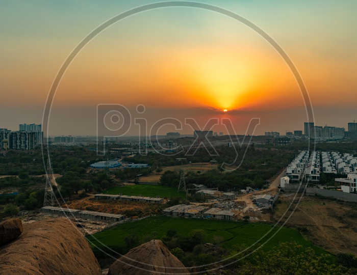 Image of City view from Khajaguda hills, Manikonda, Hyderabad.-PA154980 ...