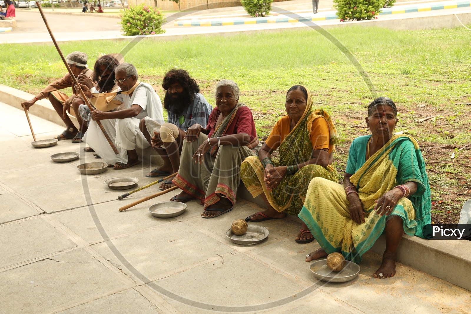 Image of Beggars Sitting On A Road Side-CD419299-Picxy