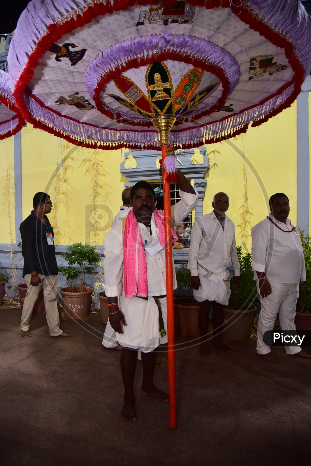 Image of Temple Umbrellas At Hindu God Procession-PT924180-Picxy