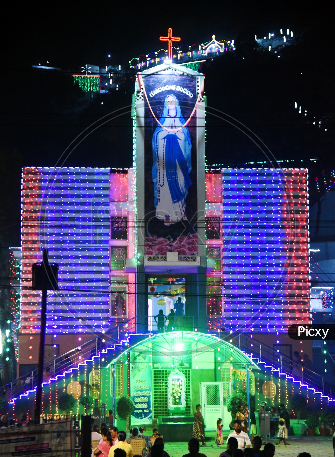 Image of Gunadala Matha Shrine decorated with led lights-BJ312029-Picxy