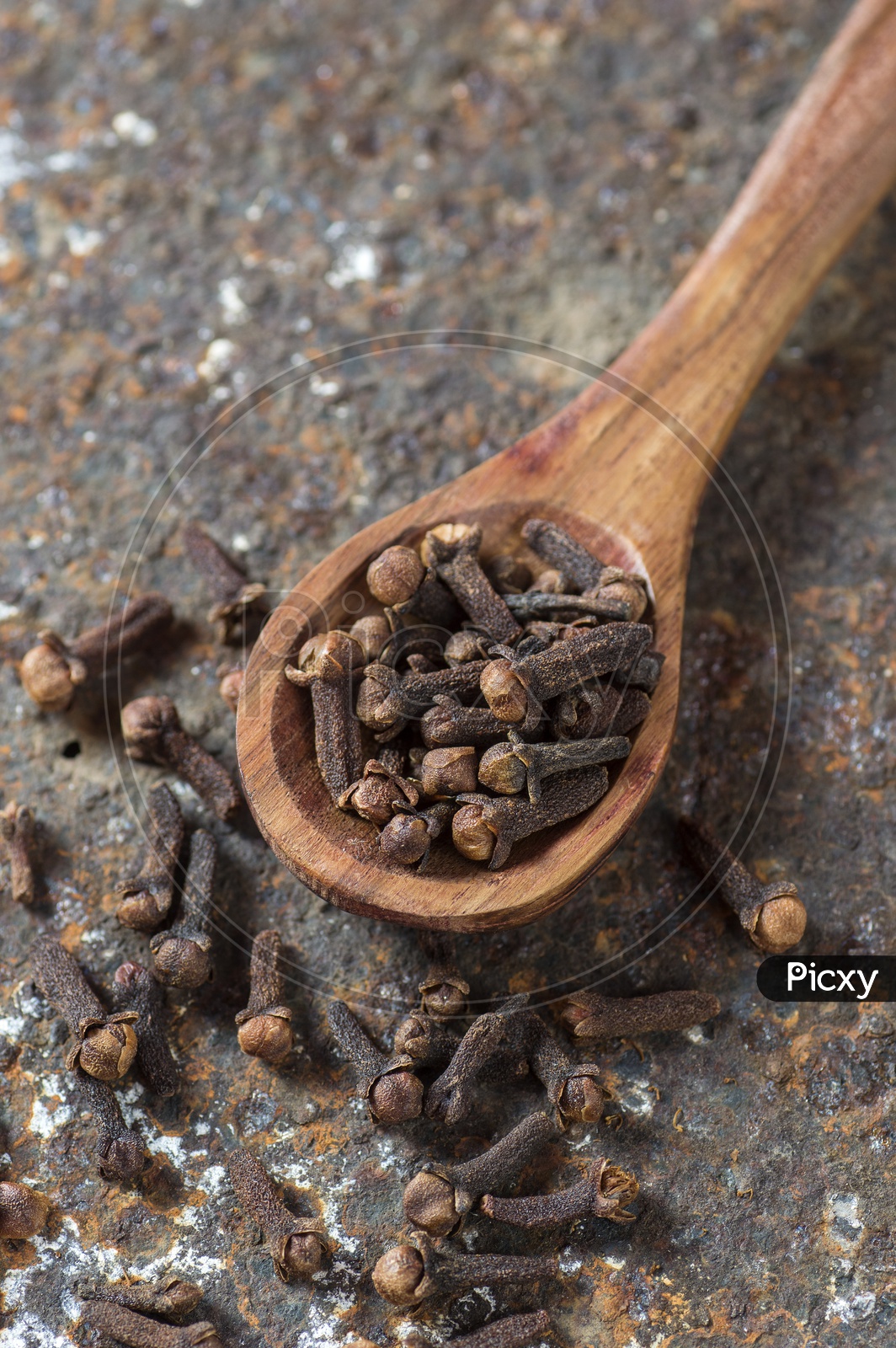 Image of Cloves in a wooden spoon-FE122771-Picxy